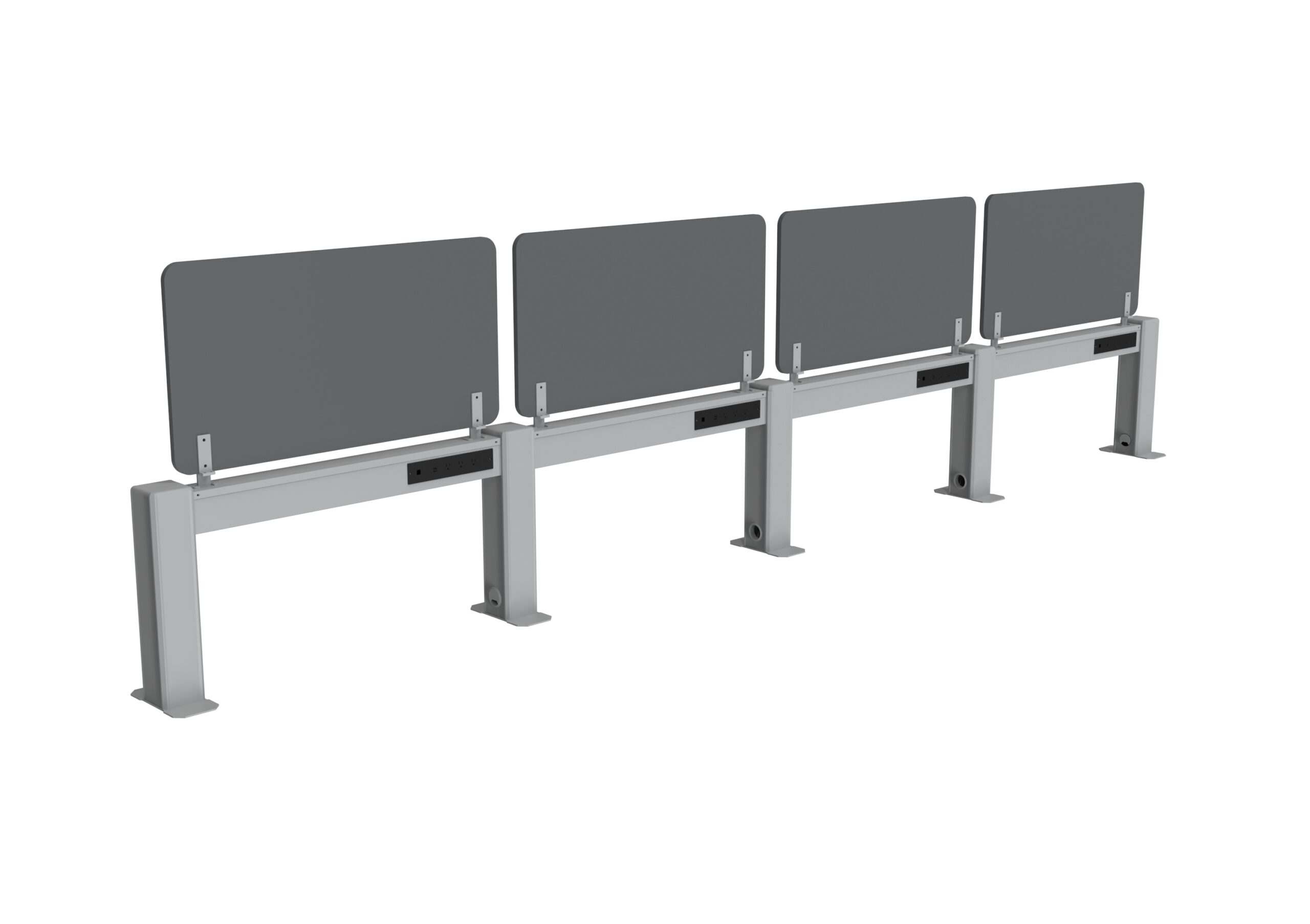 48" Power Beam with 24" H Tackboard Screens - Office Furniture Distributors