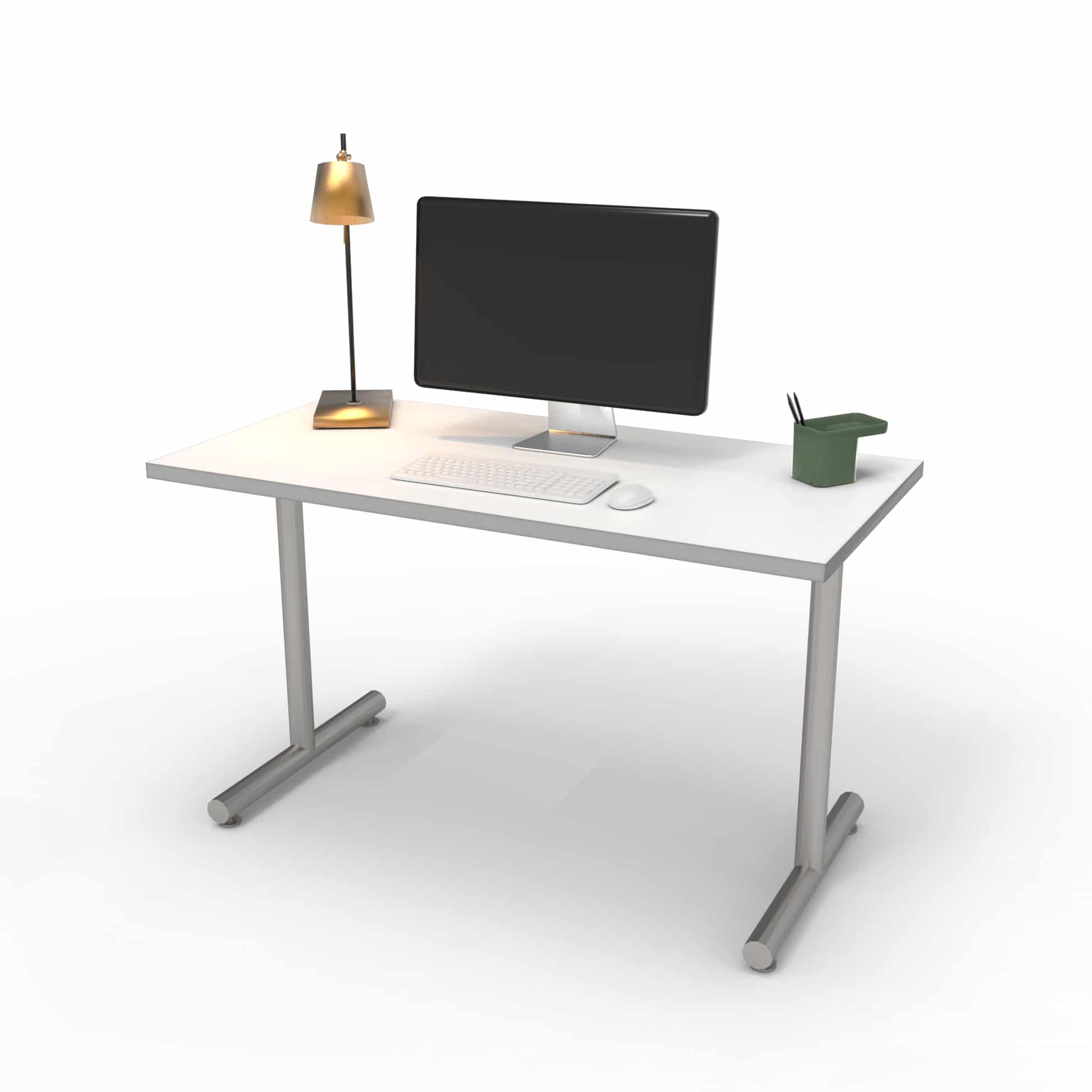 Tally Training Table, 48x24 Work Surface and Brushed Silver T-Legs OFD ...