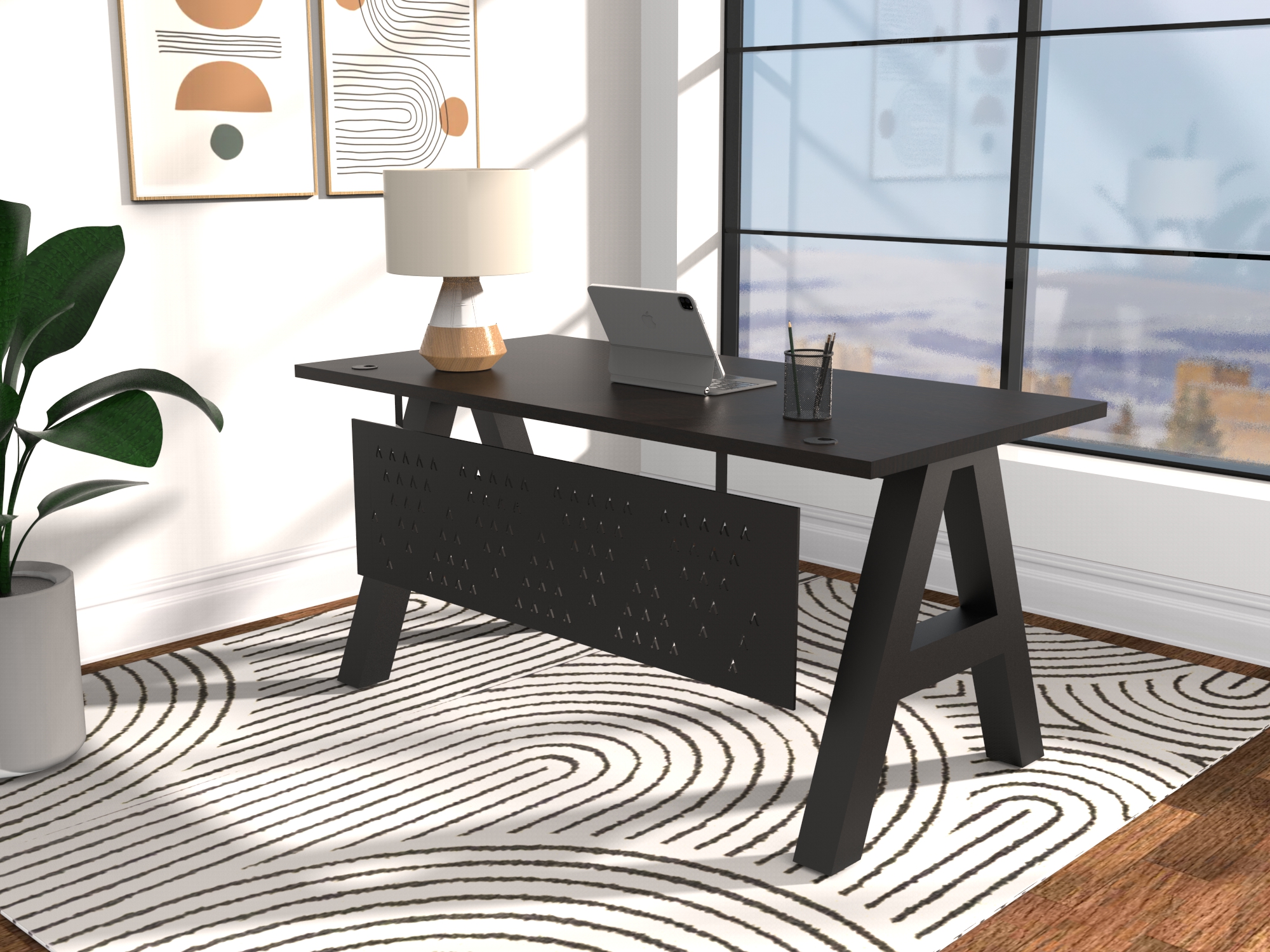 A-Frame Rectangle Desk with Modesty Panel - Office Furniture Distributors