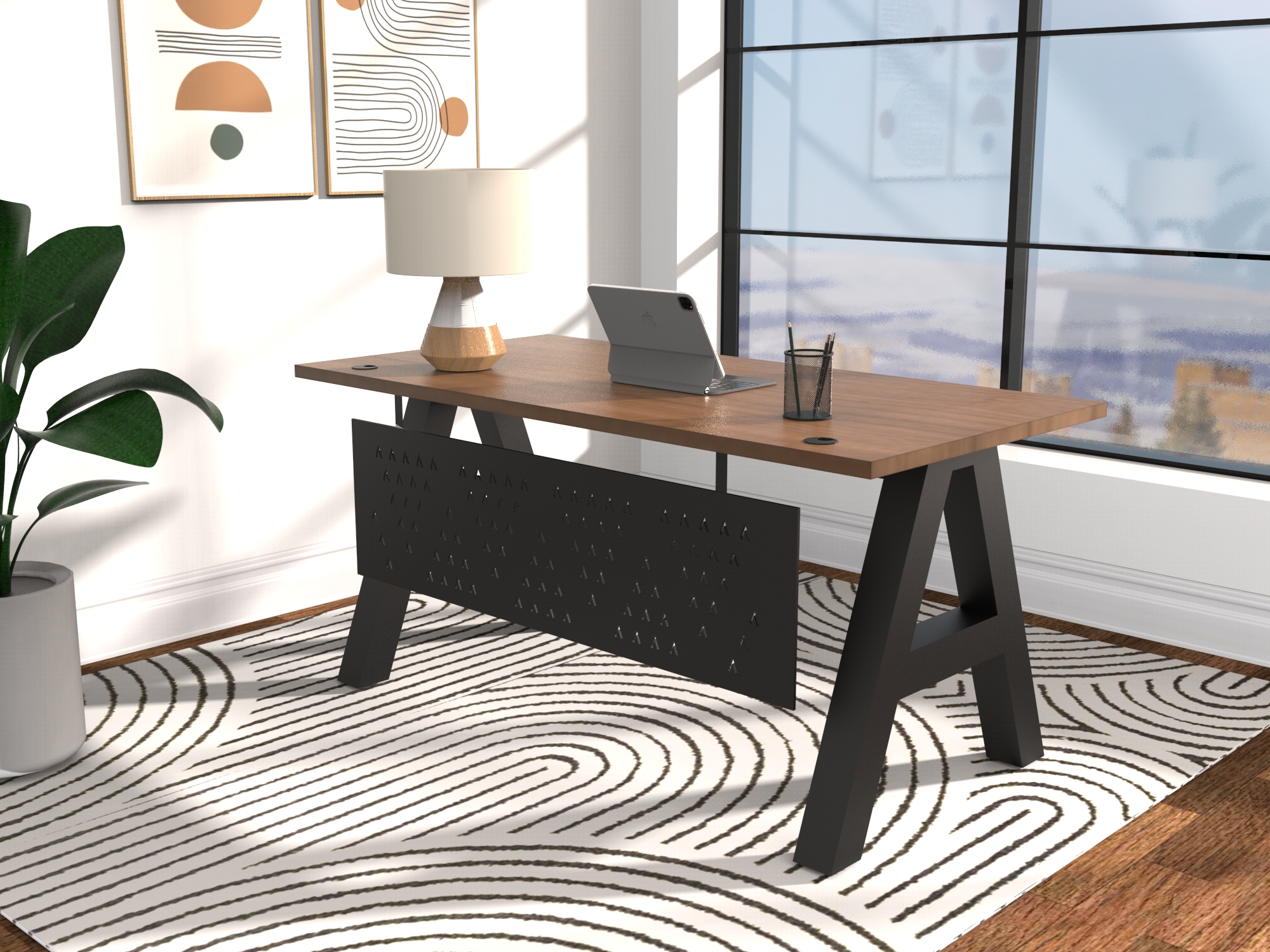 A-Frame Rectangle Desk with Modesty Panel - Office Furniture Distributors